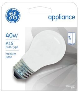 ge appliance a15 light bulb, inside frost, 40-watt, 355 lumens, medium base, 3-1/2 inches (1 pack)