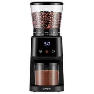 shardor conical burr coffee grinder with digital timer display, electric coffee bean grinder with 31 precise settings for espresso/drip/pour over/cold brew/french press, matte black