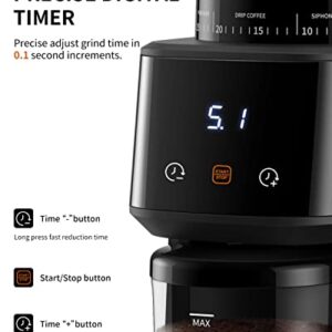 SHARDOR Conical Burr Coffee Grinder with Digital Timer Display, Electric Coffee Bean Grinder with 31 Precise Settings for Espresso/Drip/Pour Over/Cold Brew/French Press, Matte Black