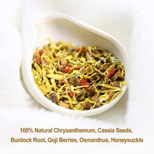 FullChea - Chrysanthemum Cassia Seed Tea, 30 Teabags, 5g/bag - Burdock Root, Goji Berries, Osmanthus, Honeysuckle Combination Herbal Tea - Liver Clearing & Vision Improving