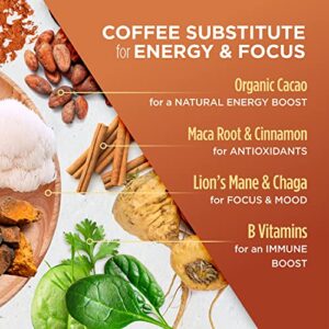 VitaCup Shroom Fuel, Mushroom Based Coffee Alternative Packets, Mushroom Coffee Substitute w/ Cacao, Cinnamon, Chaga, Lions Mane, & Maca for Energy, Immune Support, & Focus, 10 ct