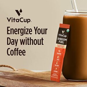 VitaCup Shroom Fuel, Mushroom Based Coffee Alternative Packets, Mushroom Coffee Substitute w/ Cacao, Cinnamon, Chaga, Lions Mane, & Maca for Energy, Immune Support, & Focus, 10 ct