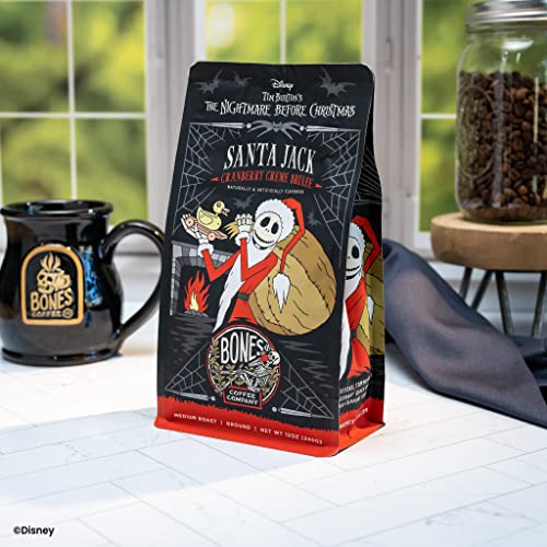 Bones Coffee Company Santa Jack Flavored Ground Coffee Beans Cranberry Creme Brulee | 12 oz Arabica Low Acid Coffee | Gourmet Coffee From Disney Tim Burton's The Nightmare Before Christmas (Ground)