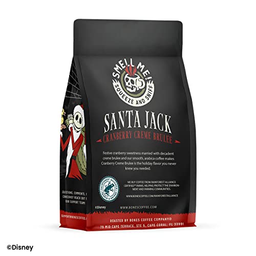 Bones Coffee Company Santa Jack Flavored Ground Coffee Beans Cranberry Creme Brulee | 12 oz Arabica Low Acid Coffee | Gourmet Coffee From Disney Tim Burton's The Nightmare Before Christmas (Ground)