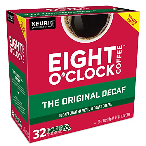 Eight O'Clock Coffee The Original Decaf, Single-Serve Keurig K-Cup Pods, Medium Roast Coffee Pods, 1 Count (Pack of 32)