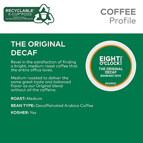 Eight O'Clock Coffee The Original Decaf, Single-Serve Keurig K-Cup Pods, Medium Roast Coffee Pods, 1 Count (Pack of 32)