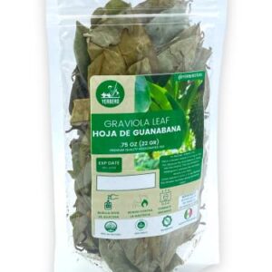 Yerbero - Hoja De Guanabana Entera ( .75 oz - 22gr ) Whole Dried Graviola Soursop Guanabana Leaves, Organic Whole Leaf ,100% All Natural Delicious| 20+ Servings | From Mexico | Premium Wildcrafted Quality.