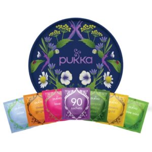 pukka tea organic gift set, herbal tea sampler for everyday wellness, 90 tea bags