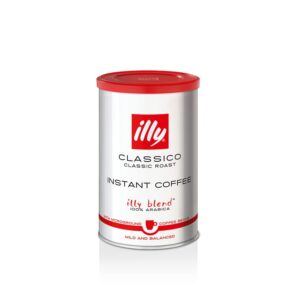 illy classico instant coffee medium roast classic roast with notes of caramel orange blossom and jasmine 100% arabica coffee no preservatives, 3.3 ounce can (pack of 1)