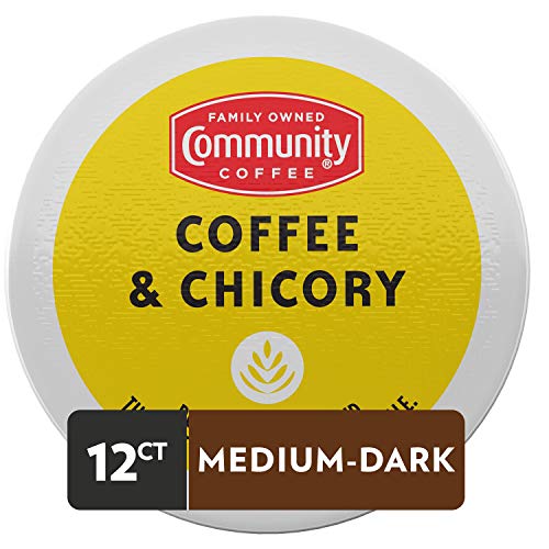 Community Coffee Coffee & Chicory 12 Count Coffee Pods, Medium-Dark Roast, Compatible with Keurig 2.0 K-Cup Brewers, 12 Count (Pack of 4)