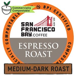 San Francisco Bay Coffee OneCUP Espresso Roast 12 Ct Dark Roast Compostable Coffee Pods, K Cup Compatible including Keurig 2.0 (Pack of 2)