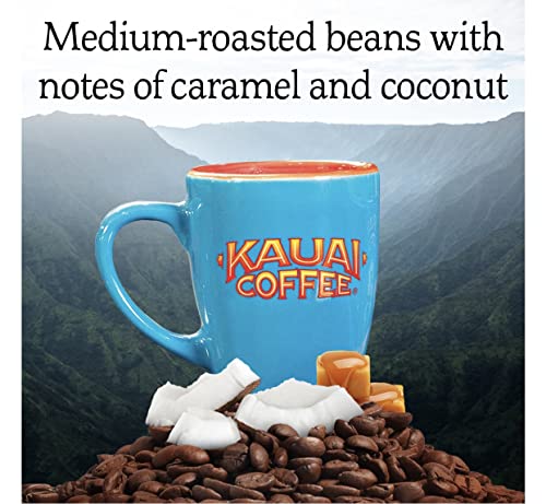 Kauai Coffee Bundle, Two (2) 10 Ounce Bags of Kauai Coconut Caramel Crunch and One (1) Coffee Bag Clip/Scoop