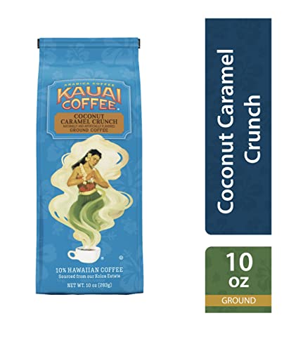 Kauai Coffee Bundle, Two (2) 10 Ounce Bags of Kauai Coconut Caramel Crunch and One (1) Coffee Bag Clip/Scoop