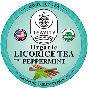 organic licorice mint tea pods made with organic egyptian licorice tea – decaf tea pods for keurig k cup brewers | herbal tea pods | licorice root tea organic by teavity (organic licorice mint tea, 24 count)