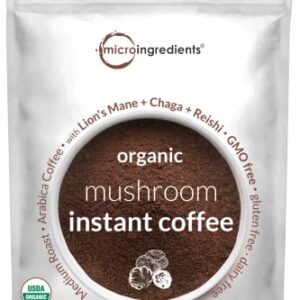 Organic Instant Mushroom Coffee Powder, 28oz (317 Servings) | Premium Arabica Coffee With Lion’s Mane, Chaga, & Reishi | Smooth Medium Roast Flavor, Clean Energy, Focus, & Immune Support