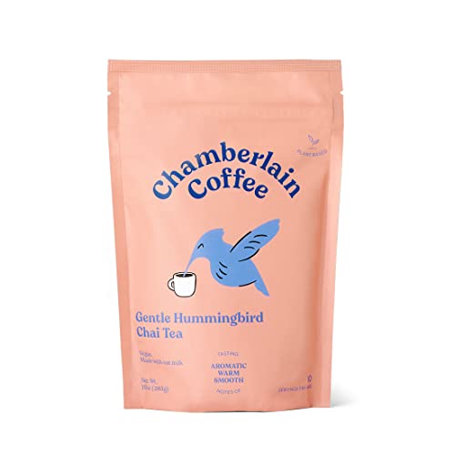 Chamberlain Coffee Gentle Hummingbird Chai Mix - Warm, Aromatic Vegan Chai with Oat Milk, Vanilla & Spices - Hot or Iced Instant Chai Latte - Sustainably Packaged - 10oz - 10 Servings