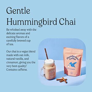 Chamberlain Coffee Gentle Hummingbird Chai Mix - Warm, Aromatic Vegan Chai with Oat Milk, Vanilla & Spices - Hot or Iced Instant Chai Latte - Sustainably Packaged - 10oz - 10 Servings