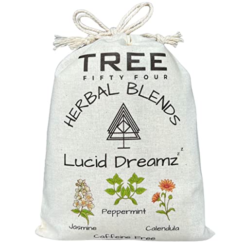 Lucid Dreamz Herbal Blend - Mugwort, Jasmine, Peppermint | Natural Caffeine Free Tea/Smoke Blend/Incense Herbs by Tree Fifty Four | 3 OZ Sachet w/Infusers