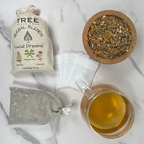 Lucid Dreamz Herbal Blend - Mugwort, Jasmine, Peppermint | Natural Caffeine Free Tea/Smoke Blend/Incense Herbs by Tree Fifty Four | 3 OZ Sachet w/Infusers