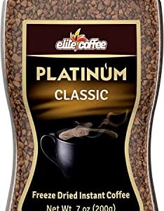 Elite Platinum Freeze Dried Instant Classic Coffee 7.5oz (1 Pack) | Kosher for Passover | Glass Jar | Rich Aroma