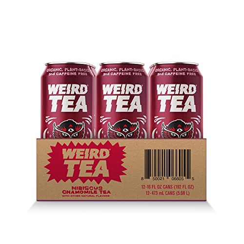 Drink Weird - Weird Tea, Chamomile Hibiscus Iced Tea, Certified Organic Functional Iced Tea, Plant-Based, Caffeine Free, 12 Pack of 16oz Cans