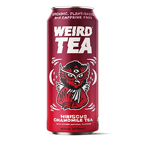 Drink Weird - Weird Tea, Chamomile Hibiscus Iced Tea, Certified Organic Functional Iced Tea, Plant-Based, Caffeine Free, 12 Pack of 16oz Cans