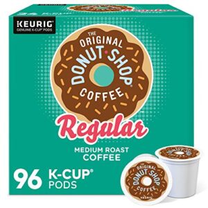 the original donut shop regular, single-serve keurig k-cup pods, medium roast coffee pods, 24 count (pack of 4)