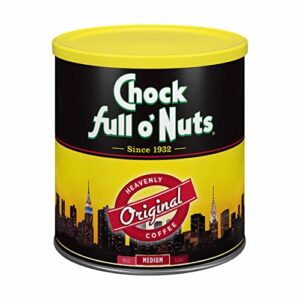 chock full o’nuts original roast ground coffee, medium roast – arabica coffee beans – smooth, full-bodied medium blend with a rich flavor (30.5 oz. can)