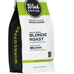 Wink Blonde Roast Whole Bean Coffee, Large 2.2 Pound Bag, 100% Arabica Coffee Beans, Single Origin Colombian, Smooth, Light, and Complex