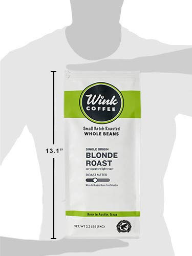 Wink Blonde Roast Whole Bean Coffee, Large 2.2 Pound Bag, 100% Arabica Coffee Beans, Single Origin Colombian, Smooth, Light, and Complex