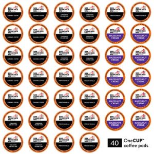 San Francisco Bay Compostable Coffee Pods - Variety Pack Flavored (40 Ct) K Cup Compatible including Keurig 2.0, Hazelnut, Cinnamon, Caramel, Vanilla Flavored Coffee