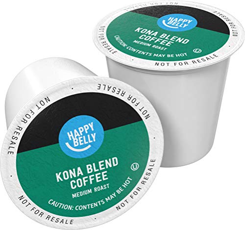 Amazon Brand - Happy Belly Medium Roast Coffee Pods, Kona Blend, Compatible with Keurig 2.0 K-Cup Brewers