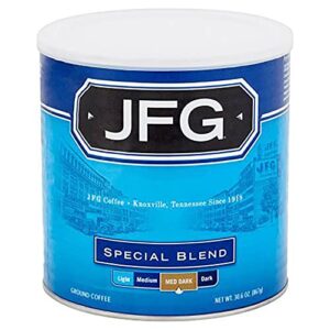 jfg special blend ground coffee, 30.6 oz. canister,med dark