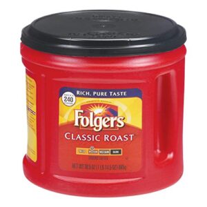 Folgers 20421Ct Coffee, Classic Roast, Ground, 30.5 Oz Canister, 6/Carton