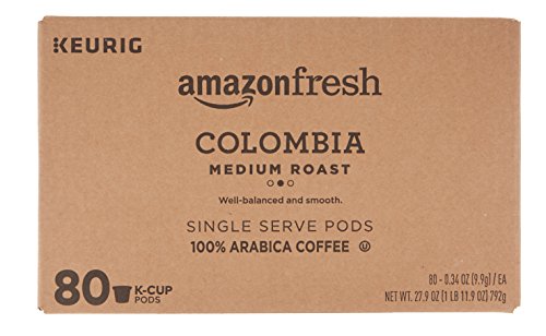 AmazonFresh 80 Ct. K-Cups, Colombia Medium Roast, Keurig K-Cup Brewer Compatible