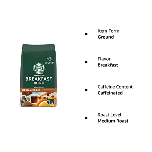 Starbucks Ground Coffee—Medium Roast Coffee—Breakfast Blend—100% Arabica—1 bag (28 oz)