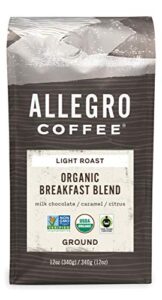 allegro coffee organic breakfast blend ground coffee, 12 oz