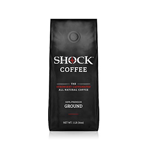 Shock Coffee Ground, The Strongest Caffeinated All-Natural Coffee. Up to 50% more Caffeine. 1 pound