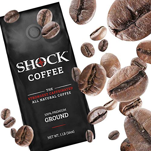 Shock Coffee Ground, The Strongest Caffeinated All-Natural Coffee. Up to 50% more Caffeine. 1 pound