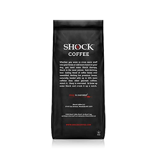 Shock Coffee Ground, The Strongest Caffeinated All-Natural Coffee. Up to 50% more Caffeine. 1 pound