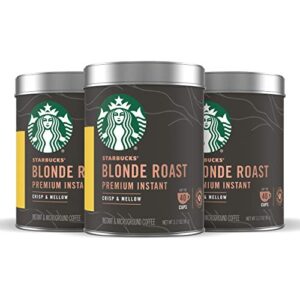 starbucks premium instant coffee — starbucks blonde roast — 100% arabica — 3 tins (up to 120 servings total)