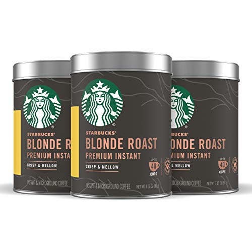 Starbucks Premium Instant Coffee — Starbucks Blonde Roast — 100% Arabica — 3 Tins (up to 120 servings total)