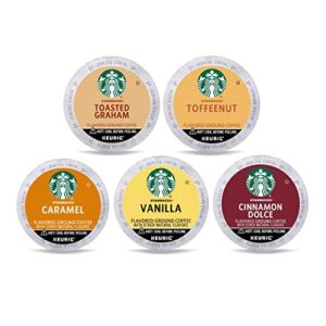 starbucks k-cup coffee pods—flavored coffee—variety pack for keurig brewers—naturally flavored—100% arabica—1 box (40 pods total)