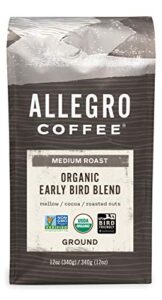 allegro coffee organic early bird blend ground coffee, 12 oz