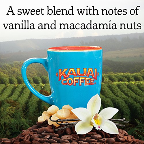 Kauai Hawaiian Ground Coffee, Vanilla Macadamia Nut Flavor - Gourmet Arabica Coffee From Hawaii's Largest Grower, Smooth, Delicious Flavor and Amazing Aroma - 10 Ounce