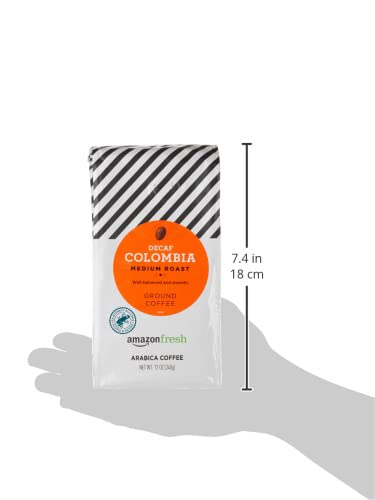 AmazonFresh Decaf Colombia Ground Coffee, Medium Roast, 12 Ounce (Pack of 3)