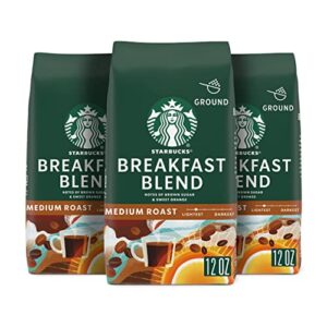 starbucks ground coffee—medium roast coffee—breakfast blend—100% arabica—3 bags (12 oz each)