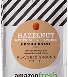 AmazonFresh Hazelnut Flavored Coffee, Ground, Medium Roast, 12 Ounce