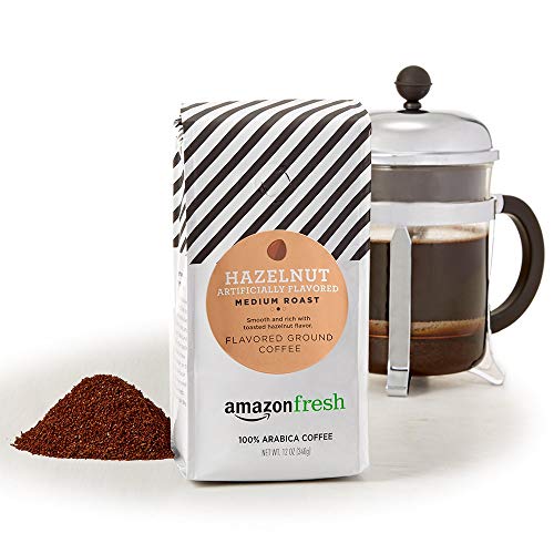 AmazonFresh Hazelnut Flavored Coffee, Ground, Medium Roast, 12 Ounce