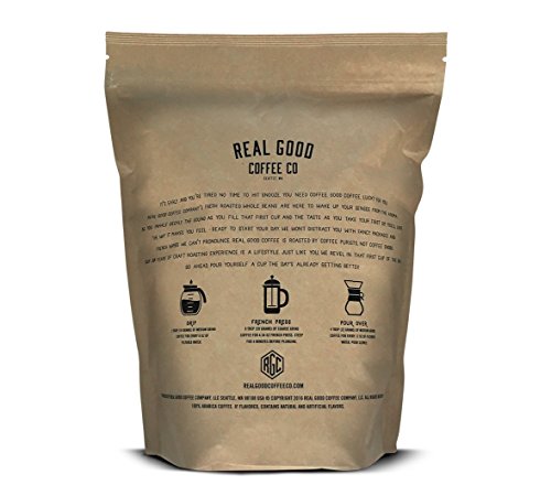 Real Good Coffee Company - Whole Bean Coffee - Breakfast Blend Light Roast Coffee Beans - 2 Pound Bag - 100% Whole Arabica Beans - Grind at Home, Brew How You Like